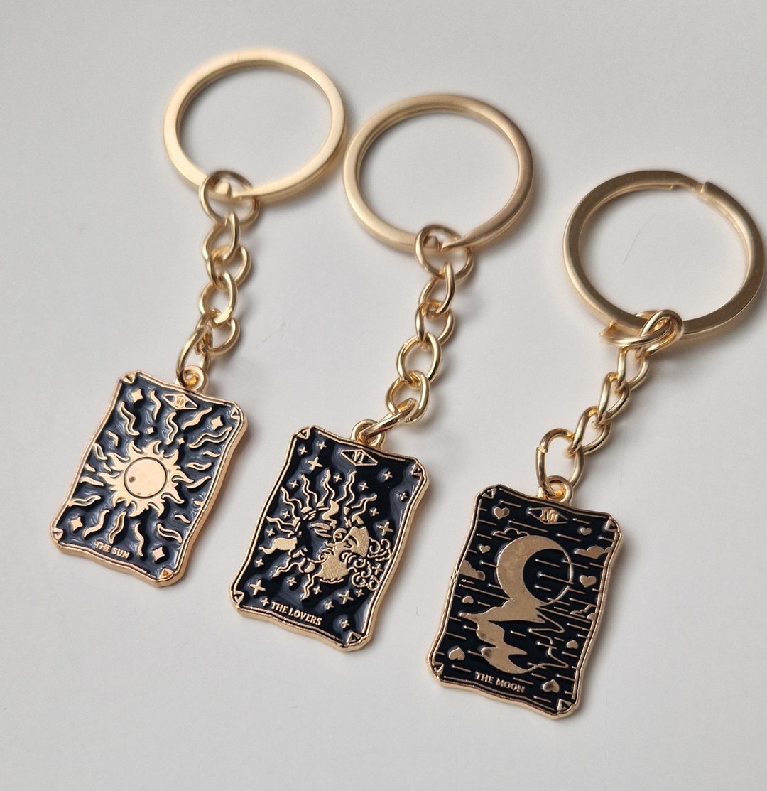 Tarot Style Keyring, Celestial Keyring, Spiritual Keyrings, Gothic ...