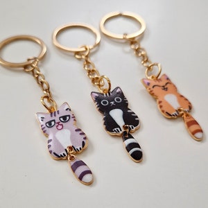 Small Cat Keychains, Cat Lover Keyring, Cute Cat Keychains With Dangly ...
