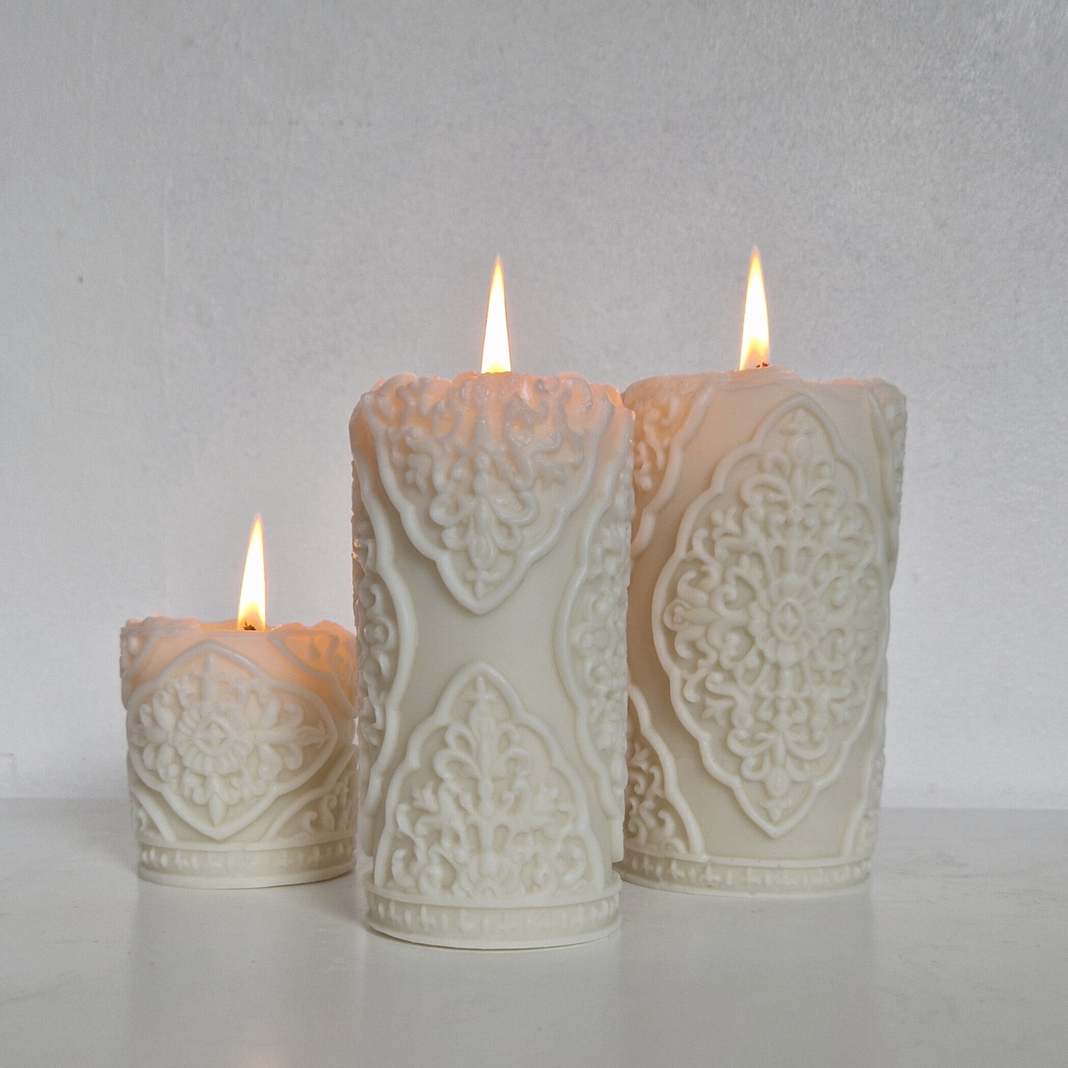 Decorative Pillar Candle Gift, Ornate Candle, Baroque Candle, Soy ...