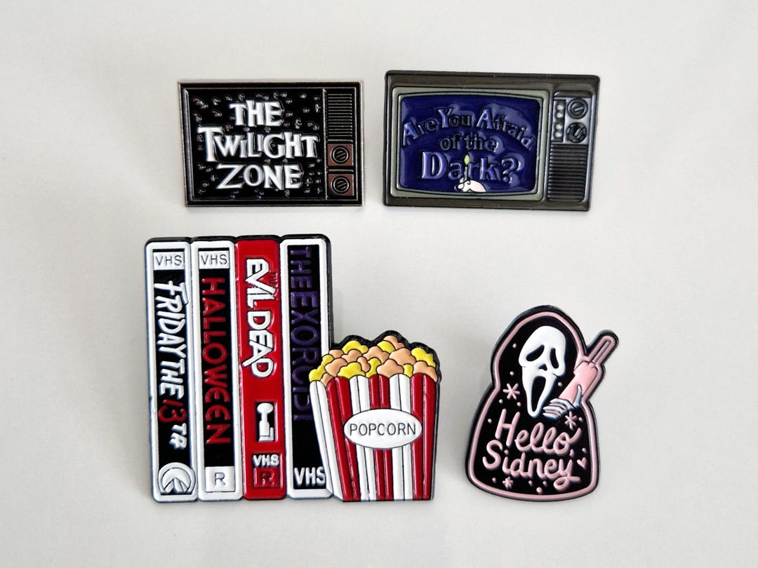 Retro Horror Movie Pins, Horror Movie Brooch, Gothic Brooch, Halloween ...