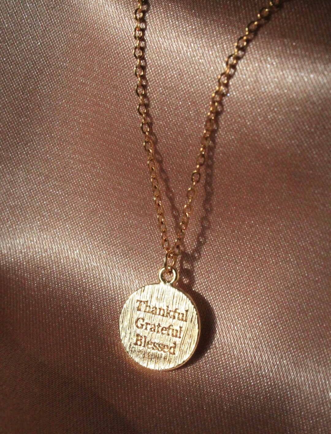 Dainty Gold Necklace, Thankful Grateful Blessed Necklace, Gratitude ...