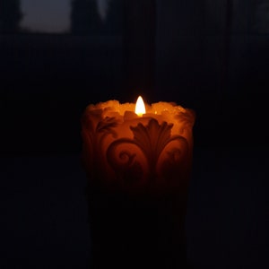 Small Victorian Style Ornate Pillar Candle, Intricate Design Soy and ...