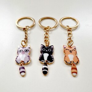 Small Cat Keychains, Cat Lover Keyring, Cute Cat Keychains With Dangly ...