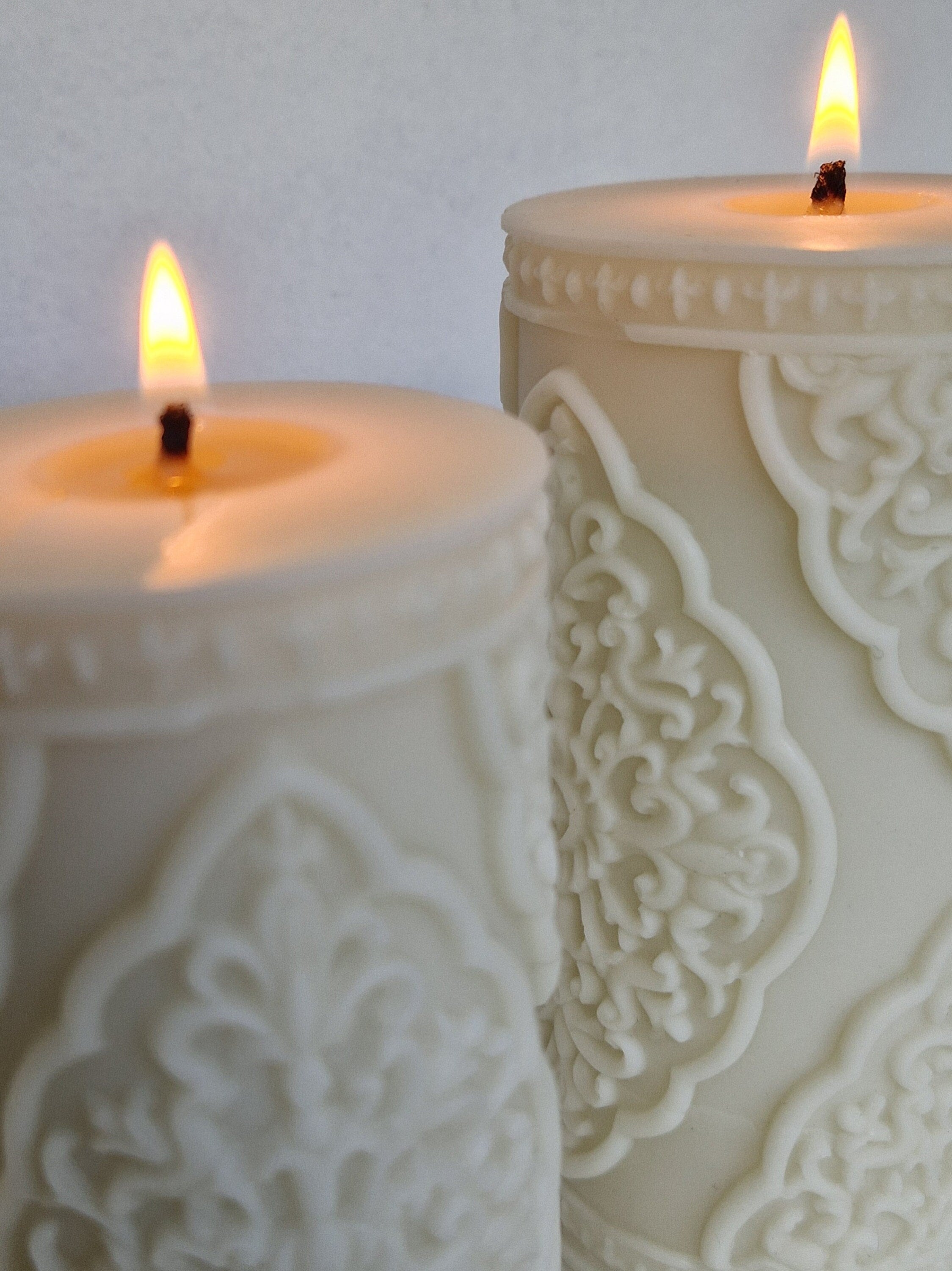 Decorative Pillar Candle Gift, Ornate Candle, Baroque Candle, Soy ...