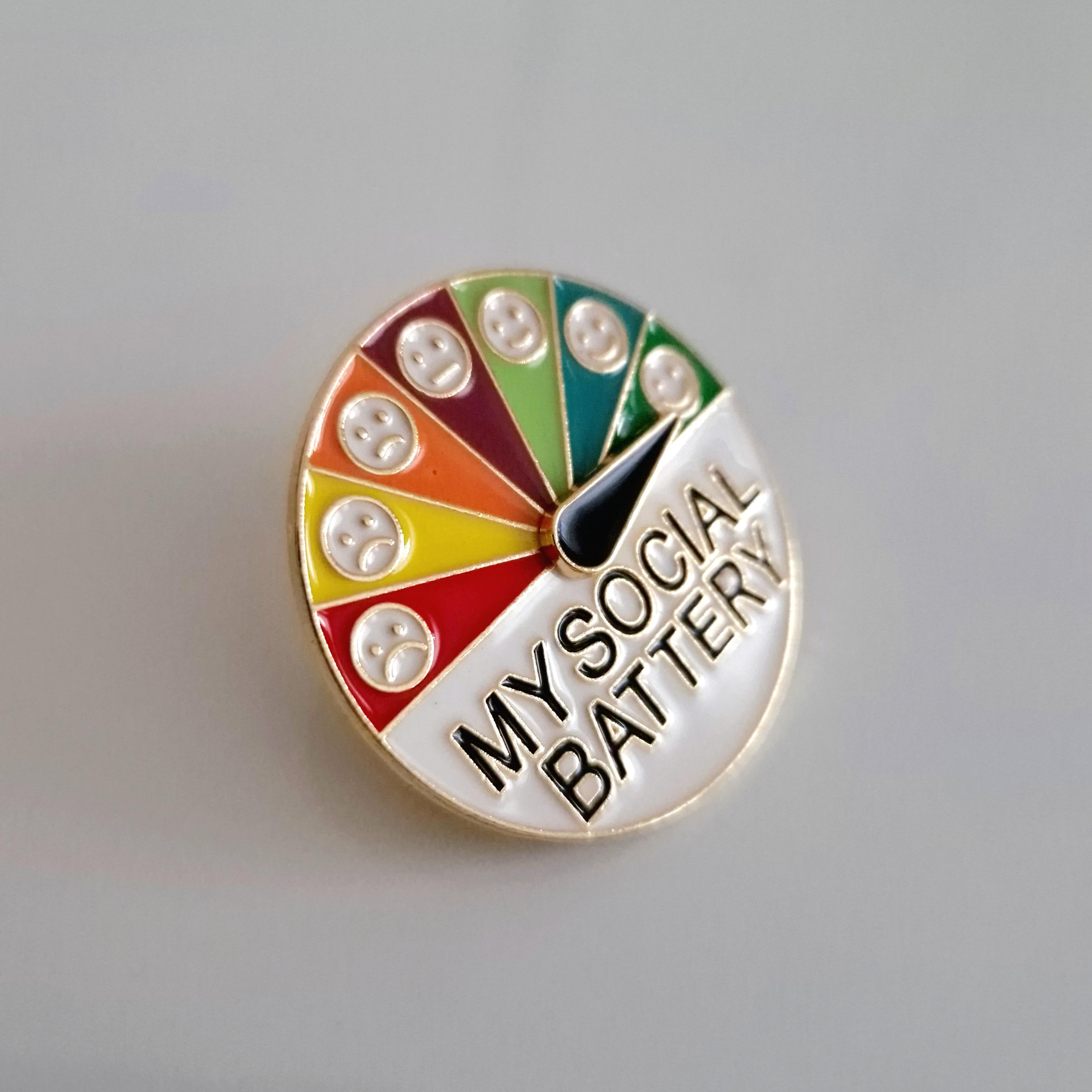 Social Battery Pin, Mood Tracker Brooch, Introvert Brooch, Introvert ...