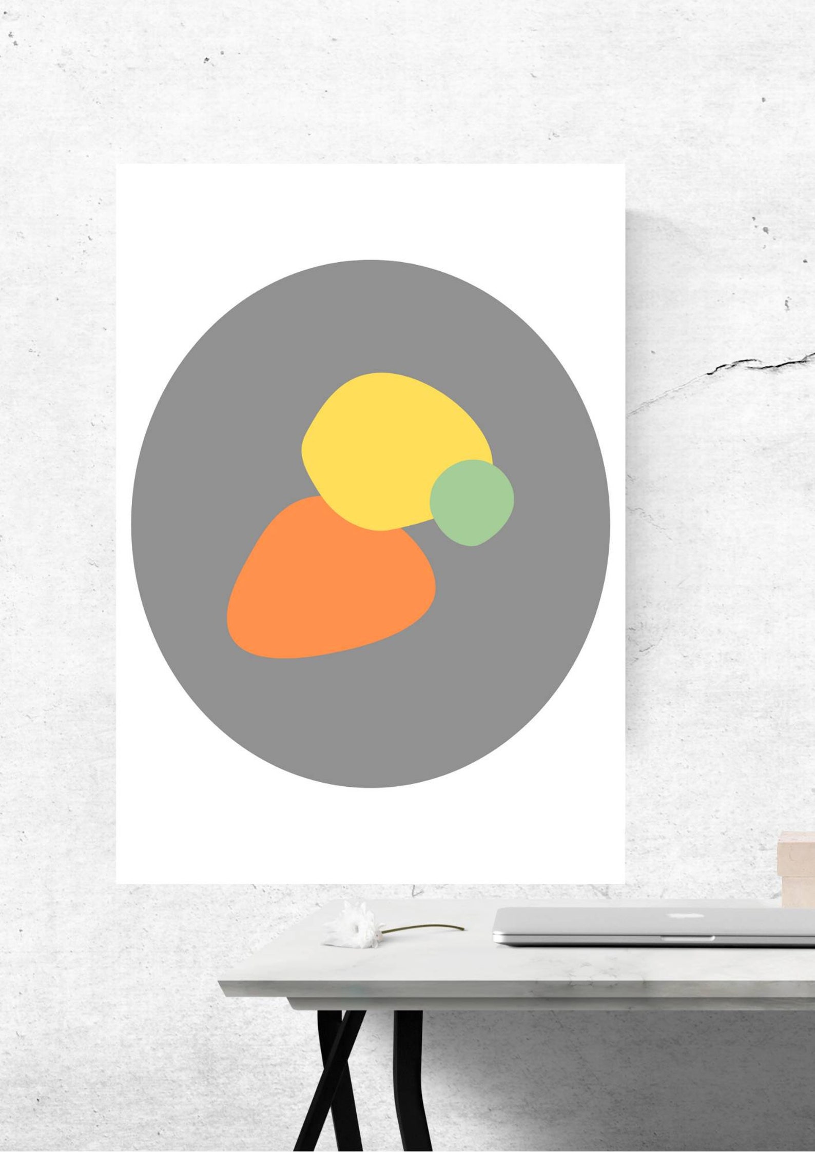 Abstract Modern Art Three Shape in Circles Art Print Contemporary Fine ...