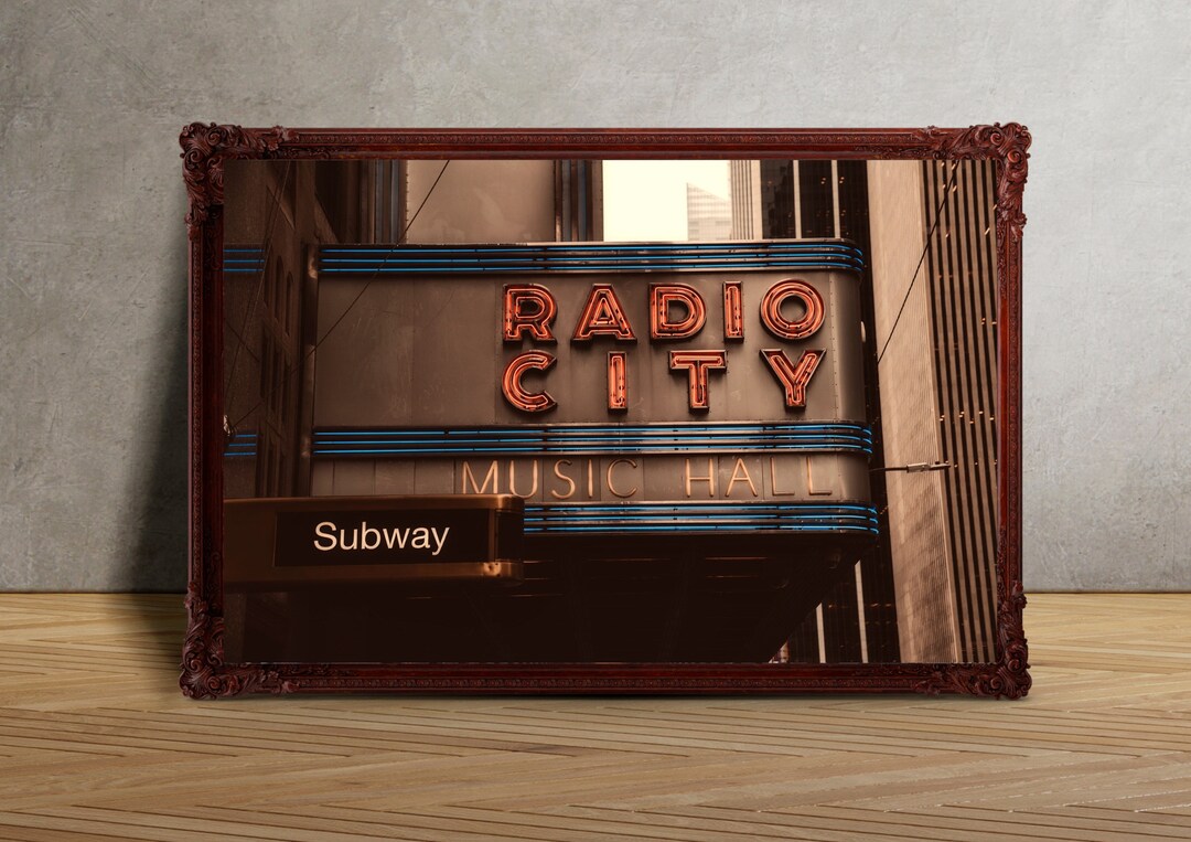 Retro Radio Sign Art Print - Radio City Hall Photo Print - Vintage Sign ...