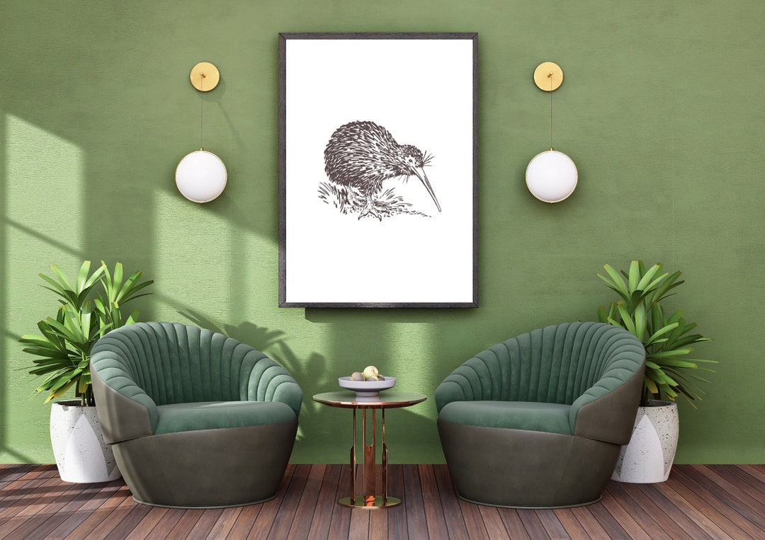 Kiwi Bird Art Print - Home Office Bird Art - New Zealand Art - Modern ...