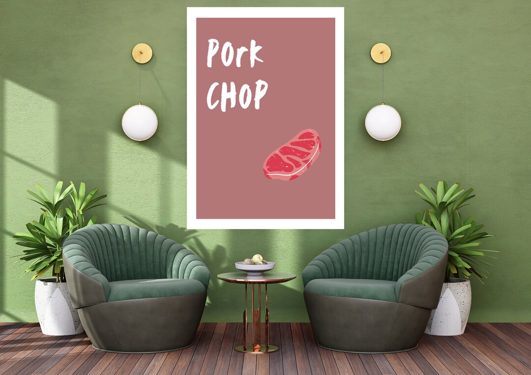 Pork Chop Art Print - Food Wall Art - Pork Chop Poster - Pig Art Gift ...