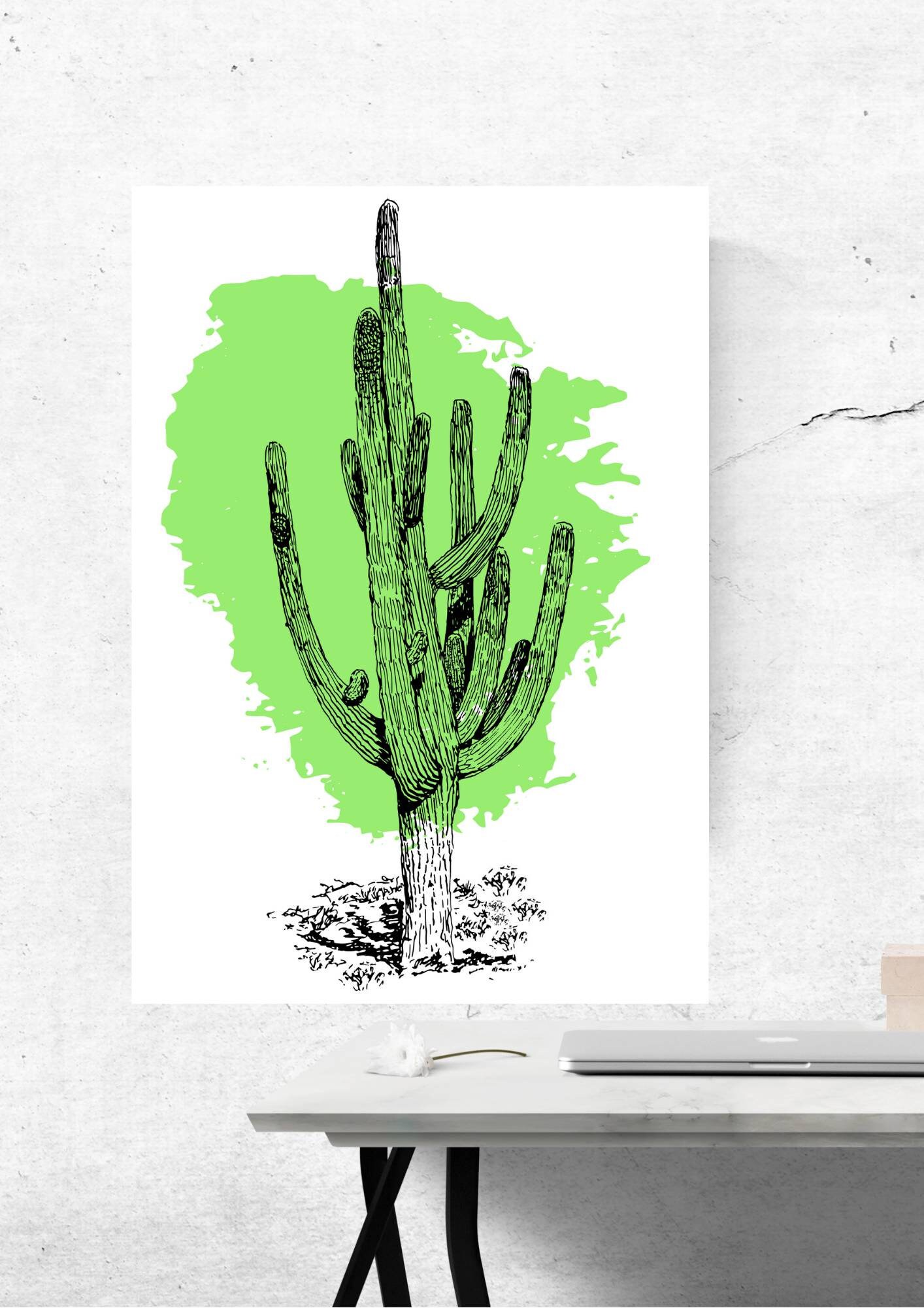 Cactus Art Print - Botanical Modern Art - Big Cactus Art - Pop Art ...