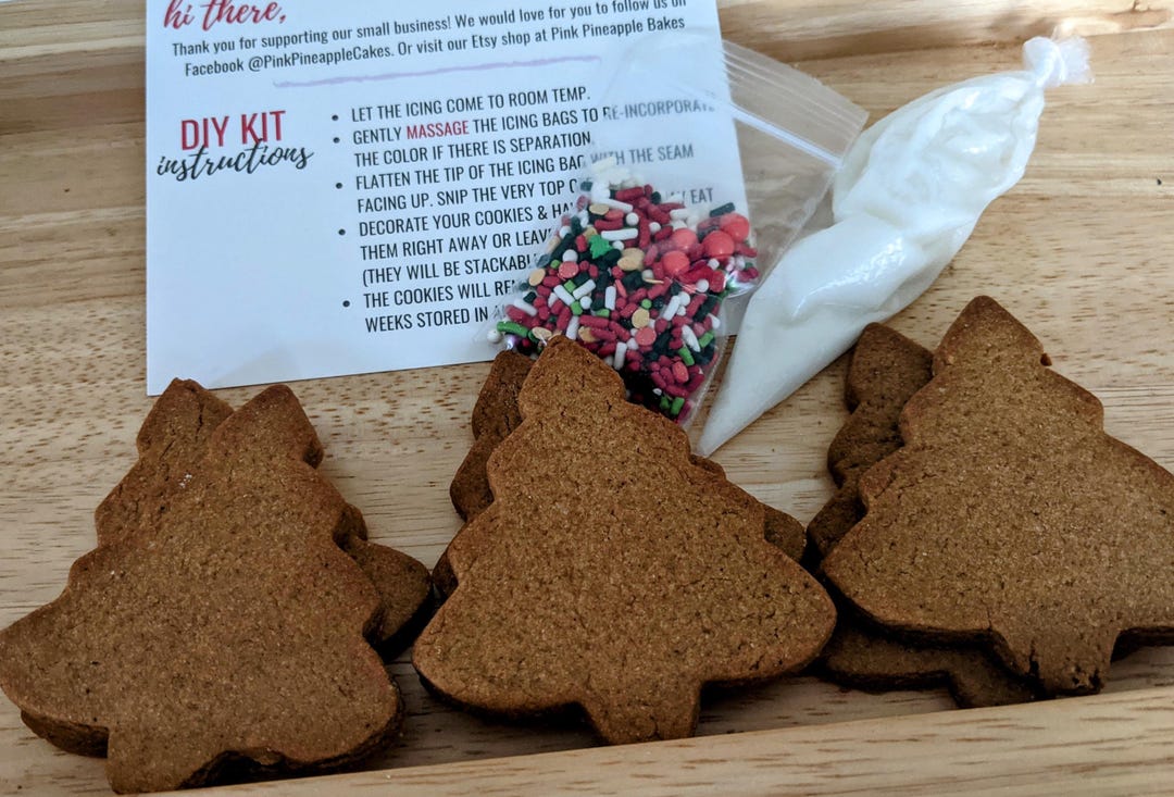 Christmas Tree Ginger Cookie DIY Kit, Gingerbread Decorating Gift, Kid ...
