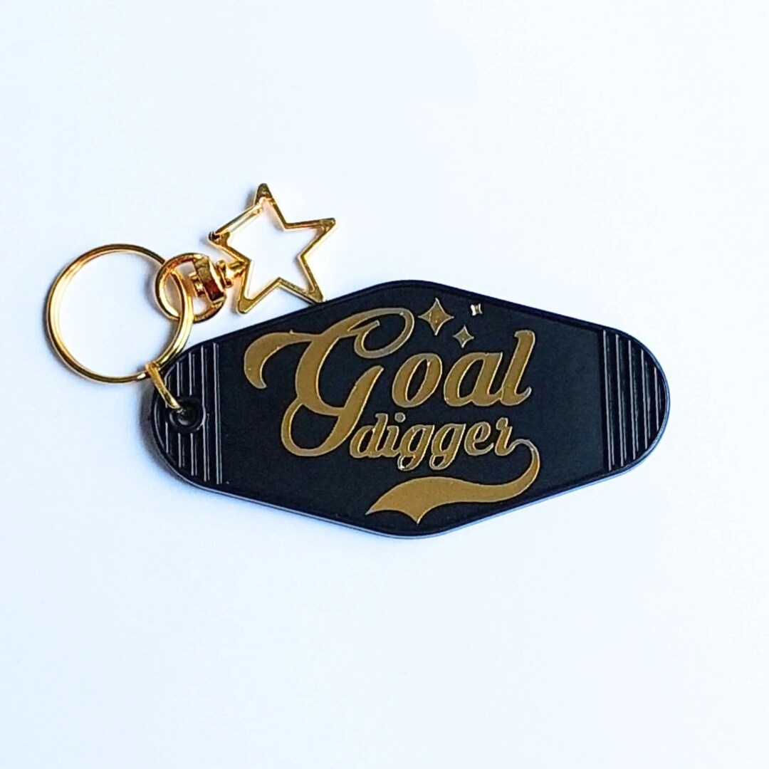 Goal Digger Motivational Black and Gold Keychain - Etsy