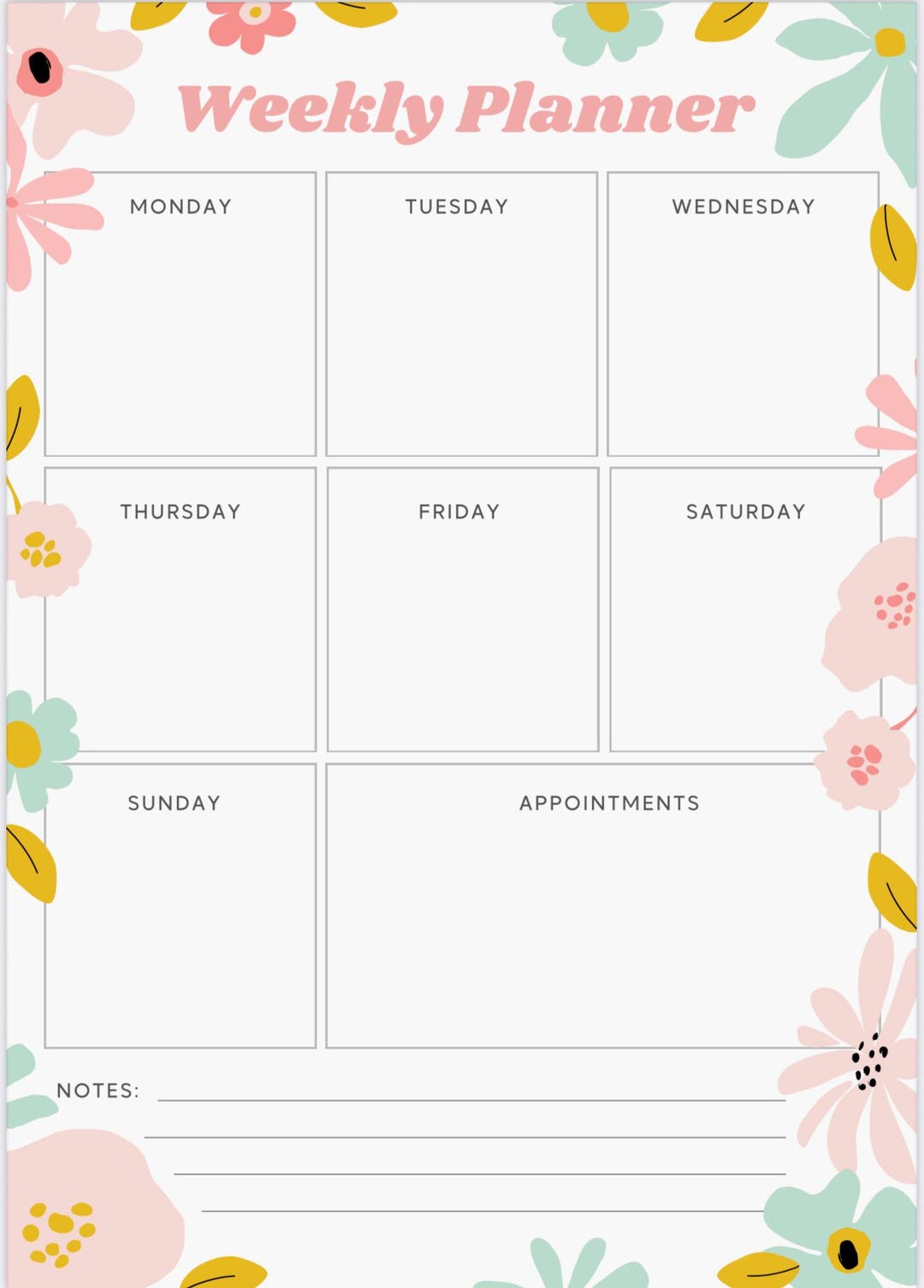 A4 Weekly Planner Printable - Etsy Australia