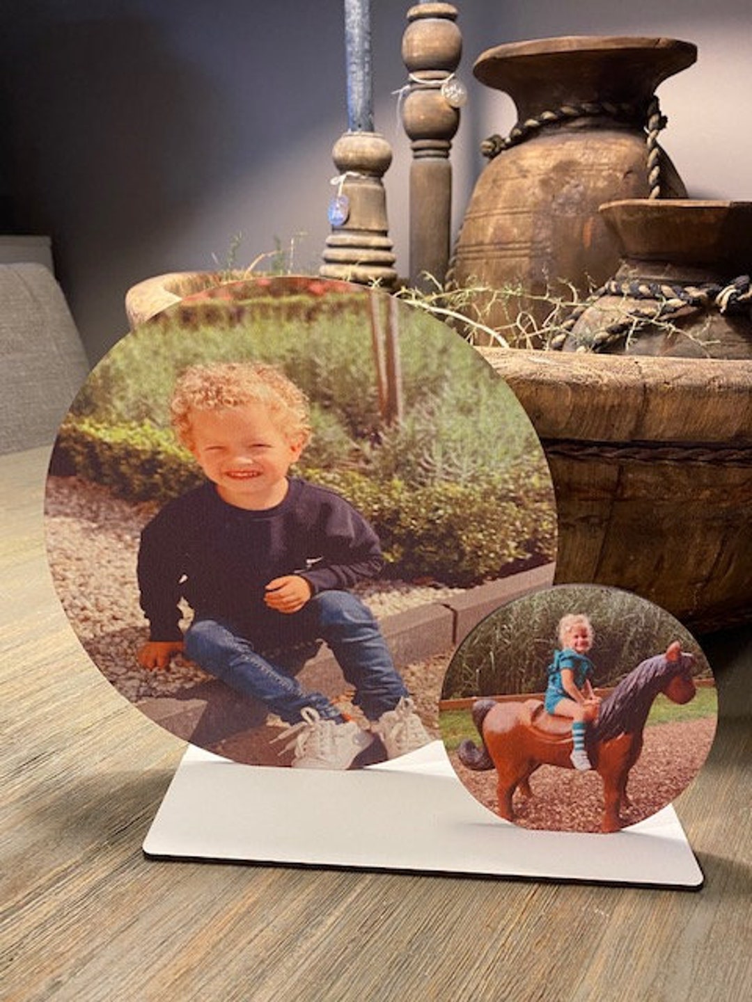 2 Personalized Photo Circles in Holder Too Cool Photo Circles - Etsy