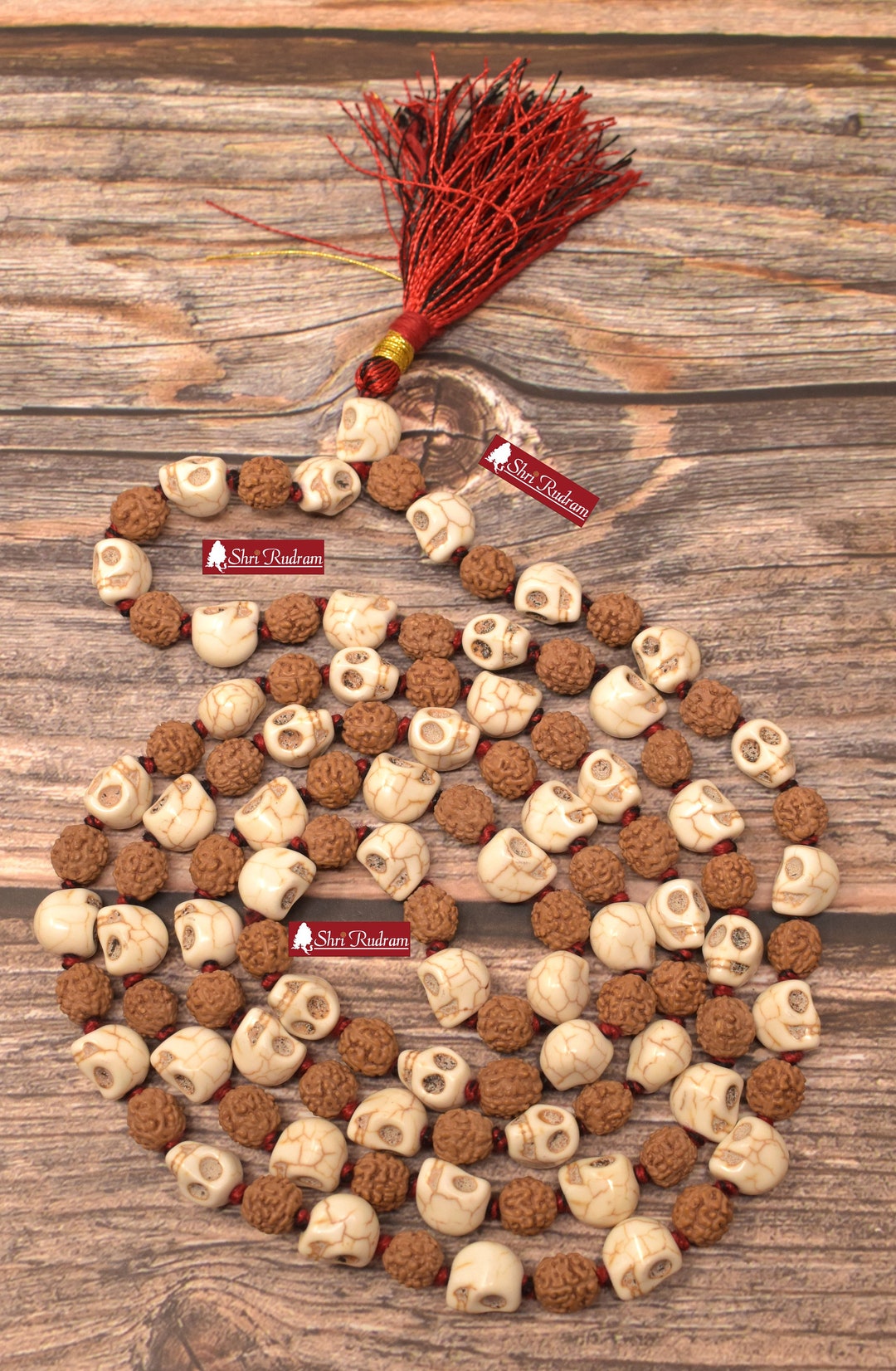 Shrirudram Skull Rudraksha Combination Mala , Meditation Beads, Skull ...