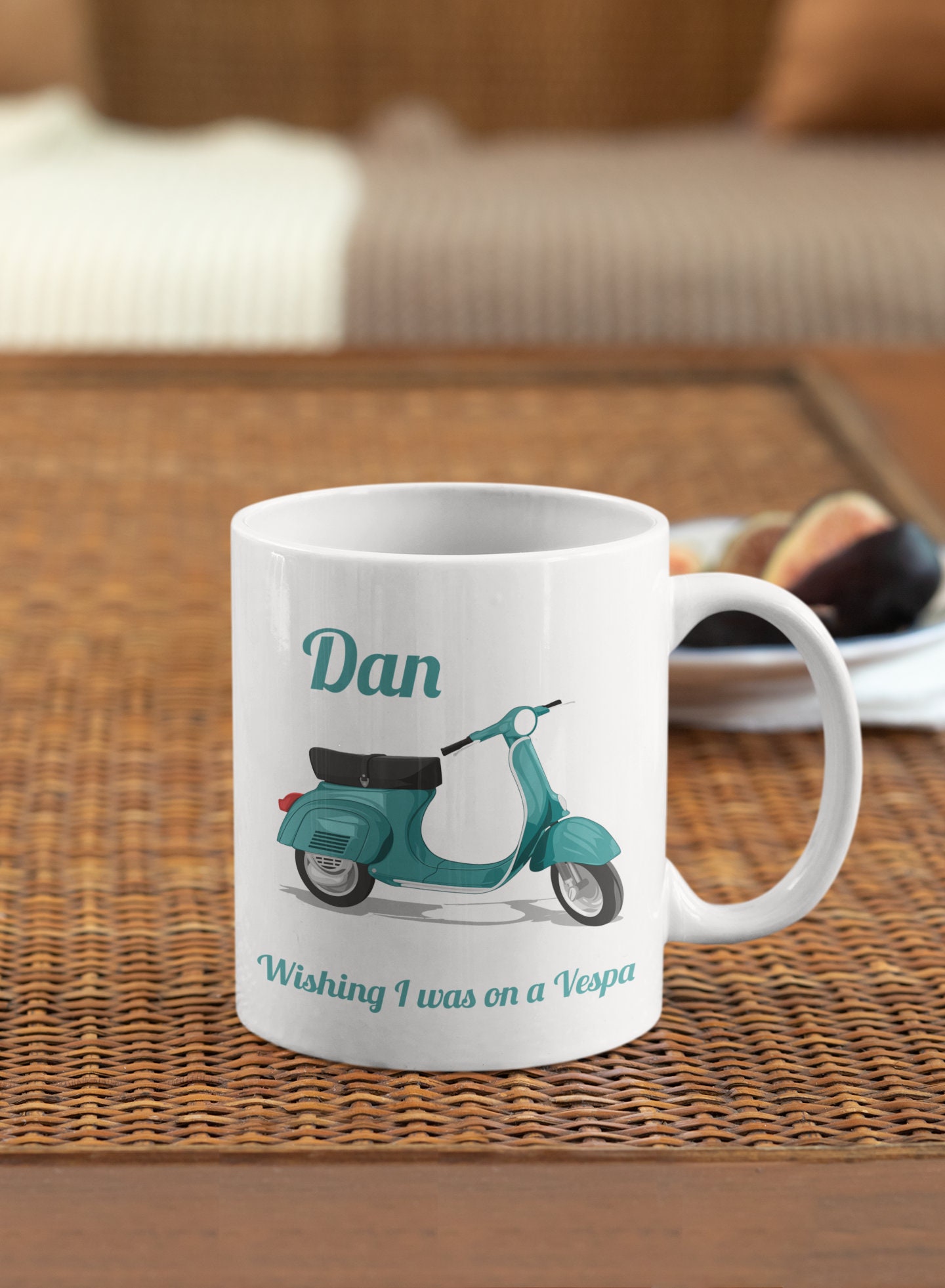 Personalised Blue or Cream Vespa Mug Mod Mug Vespa Coffee | Etsy