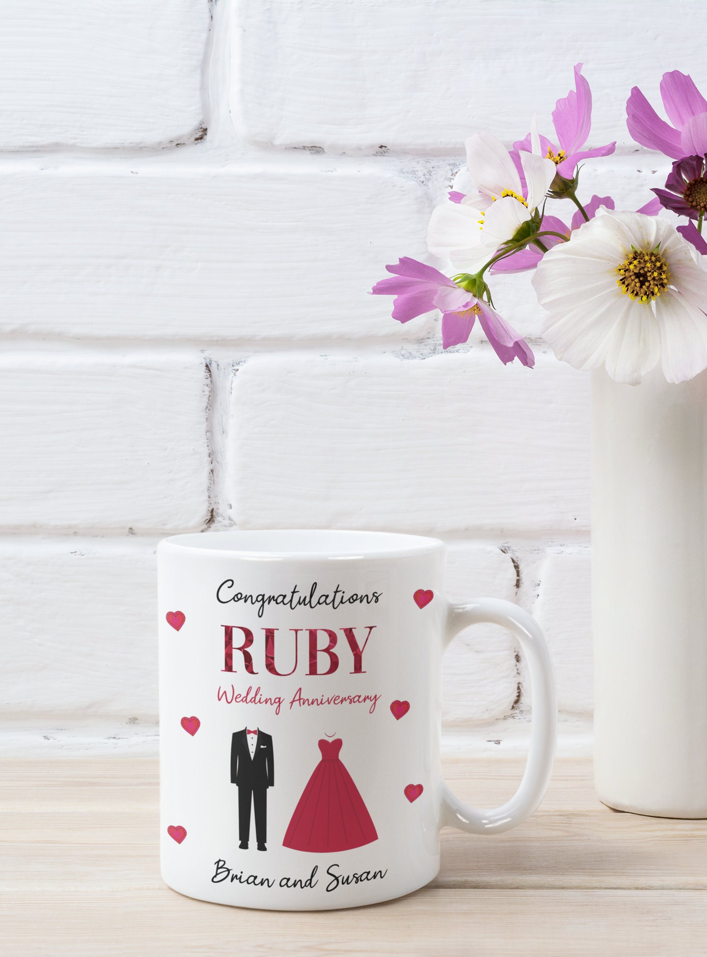 Personalised Ruby Wedding Anniversary Mug 40 years Married | Etsy