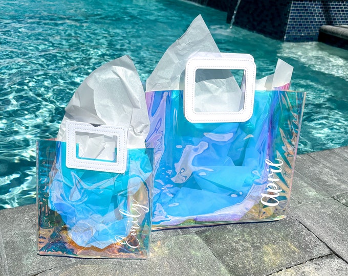 Retro Holographic Tote Gift Bag Personalized / 70s 80s Disco Style ...