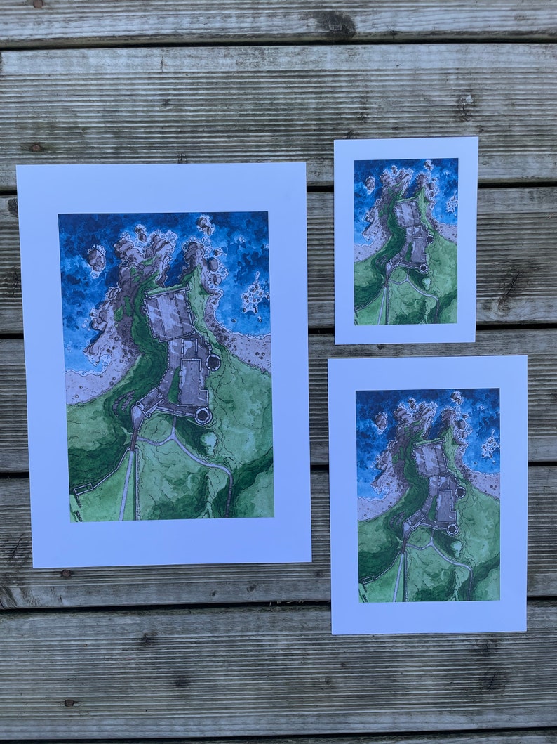 Dunluce Castle Illustrated Aerial Map Print - Etsy