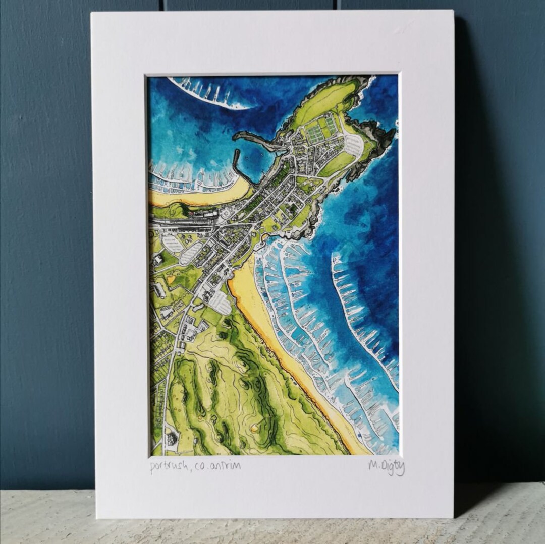 Portrush Illustrated Aerial Map Print - Etsy
