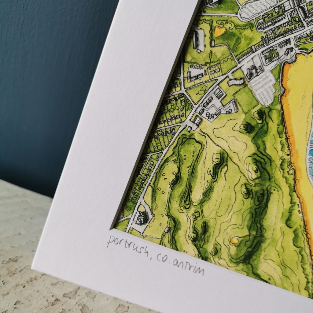 Portrush Illustrated Aerial Map Print - Etsy