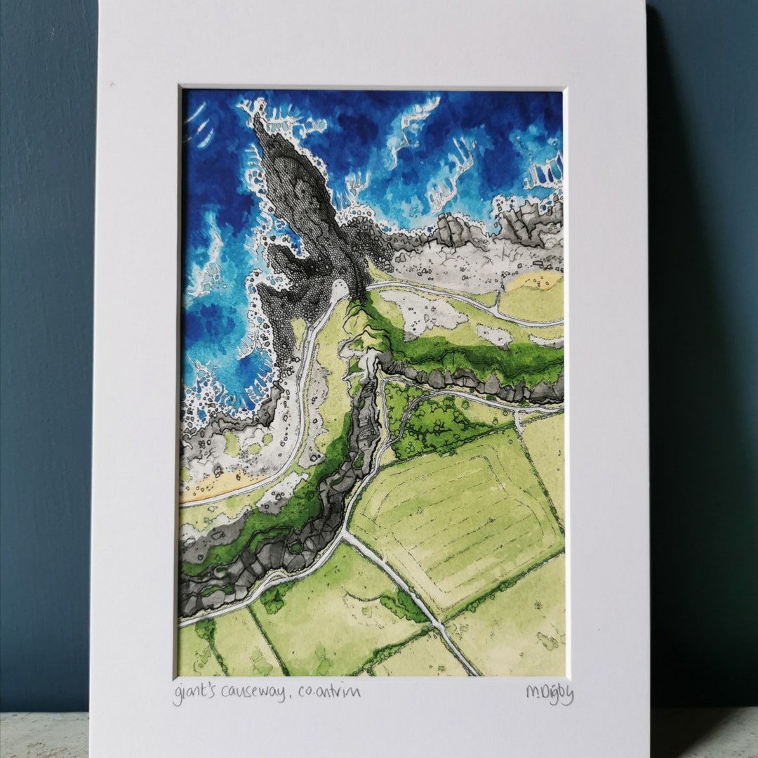 Giant’s Causeway Illustrated Aerial Map Print - Etsy