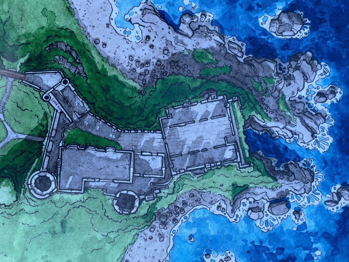 Dunluce Castle Illustrated Aerial Map Print - Etsy