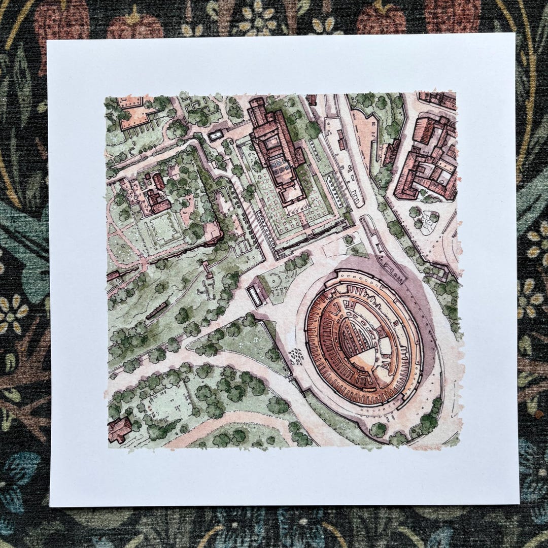 Colosseum, Rome Illustrated Aerial Map Print - Etsy