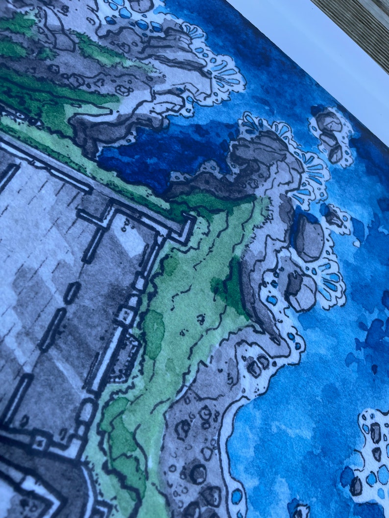 Dunluce Castle Illustrated Aerial Map Print - Etsy