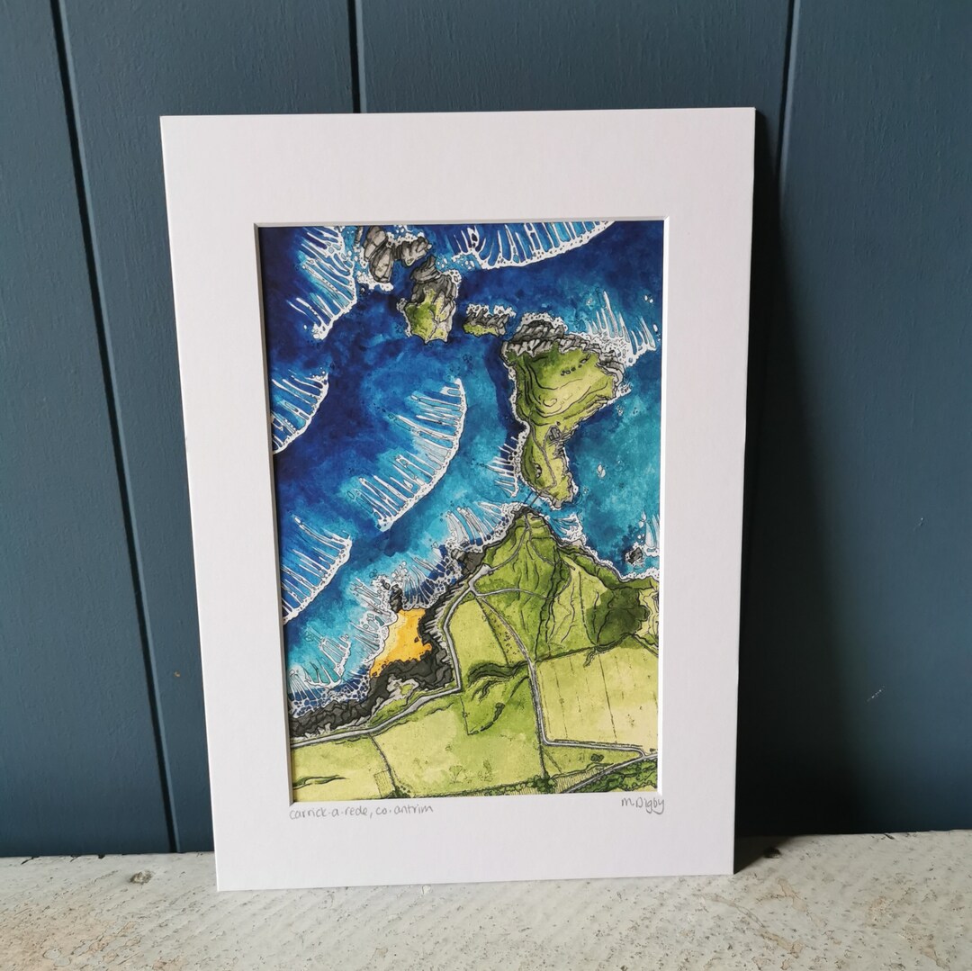 Carrick-a-rede Illustrated Aerial Map Print - Etsy