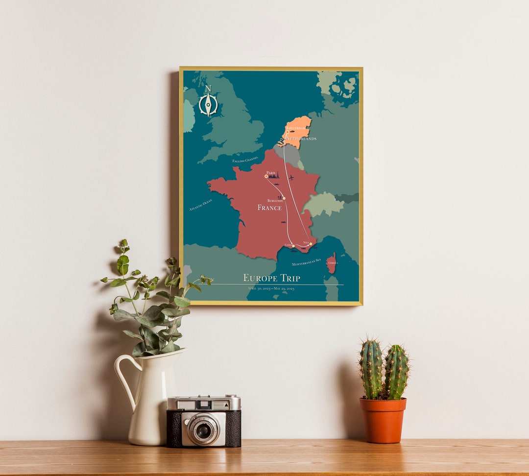 Traveler's Path Custom Travel Maps. Relive Your Favorite - Etsy