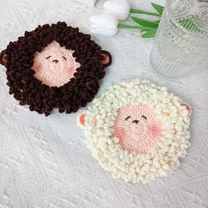3 in 1 Sheep Coaster Crochet Pattern, Lamp Coaster Home Decor - Etsy