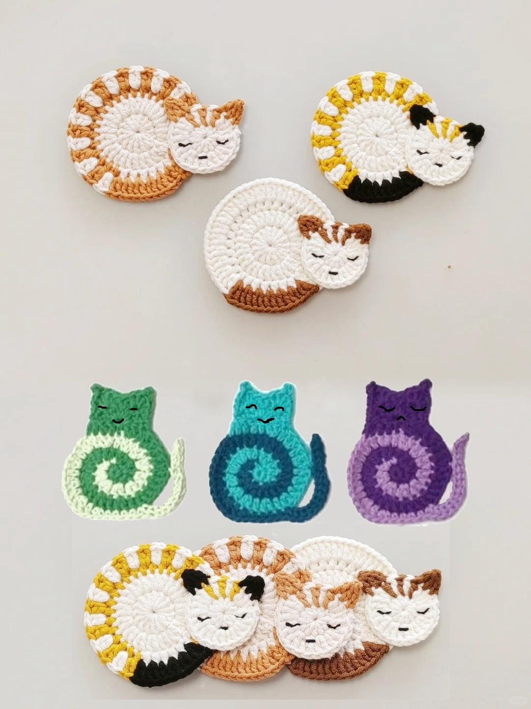 Crochet Cat Coaster Pattern - DIY Cup Holder & Decor, 2 in 1 Cute Cats ...
