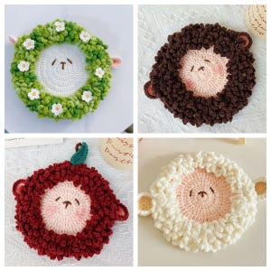 3 in 1 Sheep Coaster Crochet Pattern, Lamp Coaster Home Decor - Etsy