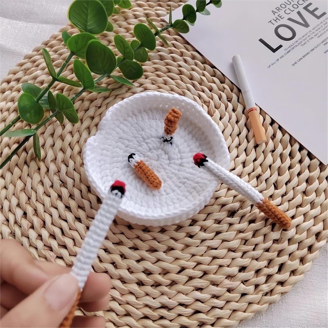 Easy-to-follow Crochet Tutorial: Cigarette and Ashtray Pattern - Etsy