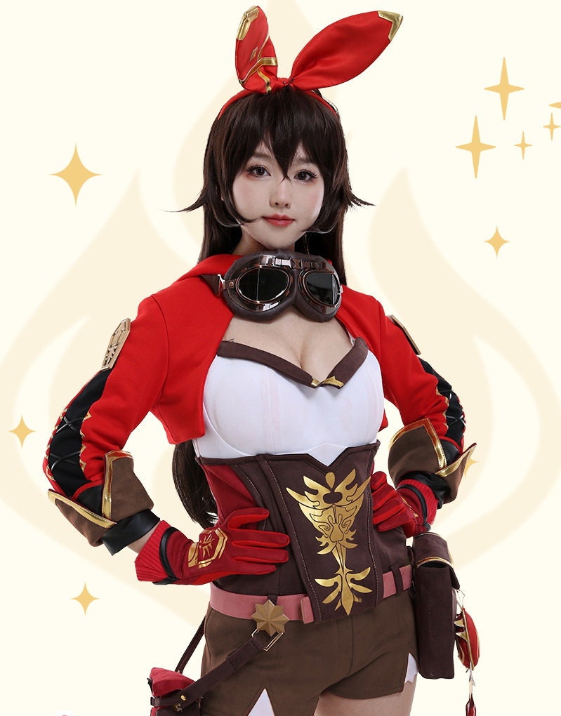 Genshin Impact Amber Cosplay Costume Etsy Uk