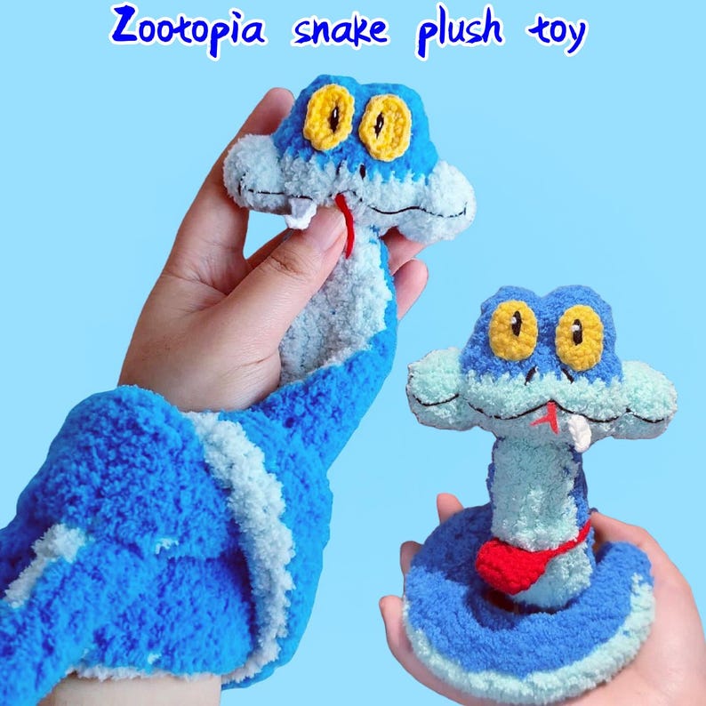 Zootopia Inspired Gary De'snake Crochet Pattern Blue Snake Plush Toy ...