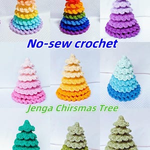 3in1 Christmas Tree Crochet Pattern Set - Colorful Jenga Tree, Key ...