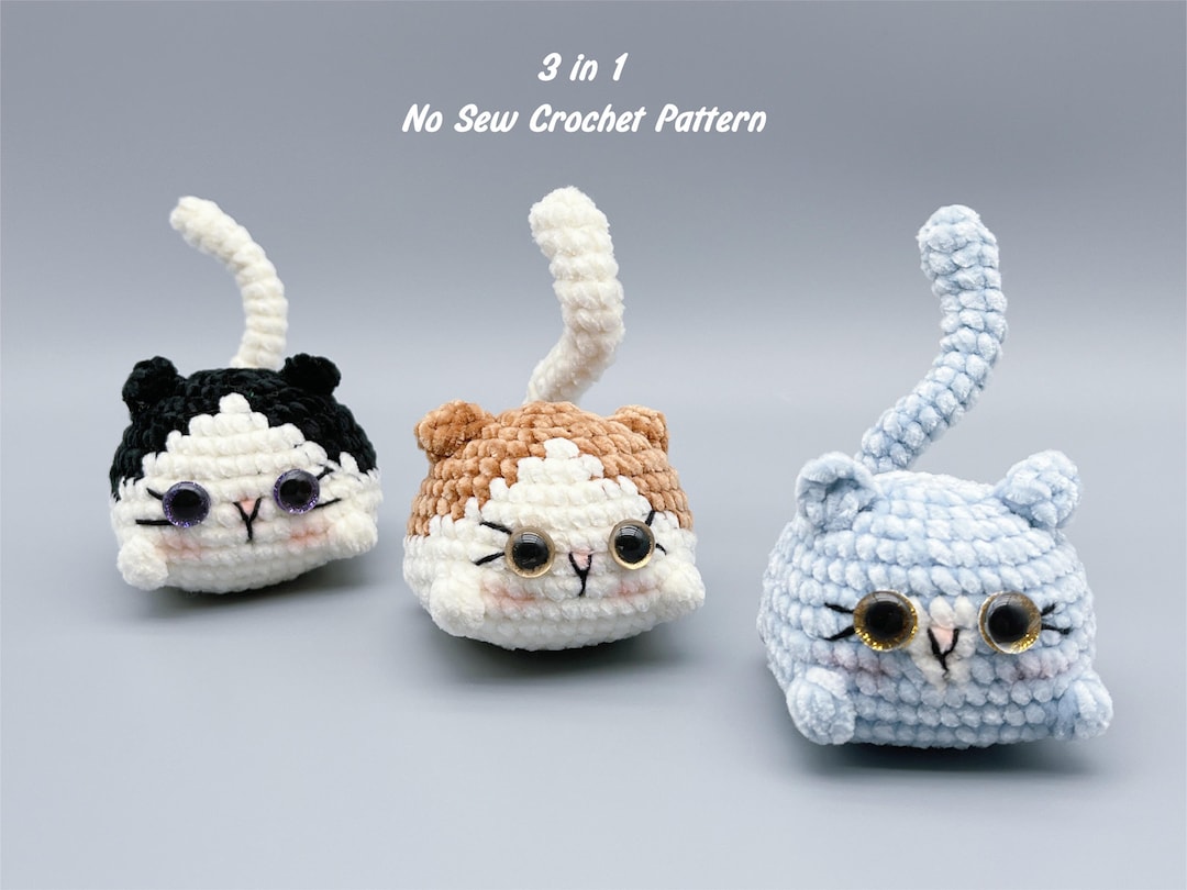 Crochet Mini Cat Loaf Tutorial: 3-in-1 Cat Bun Amigurumi Pattern Bundle ...