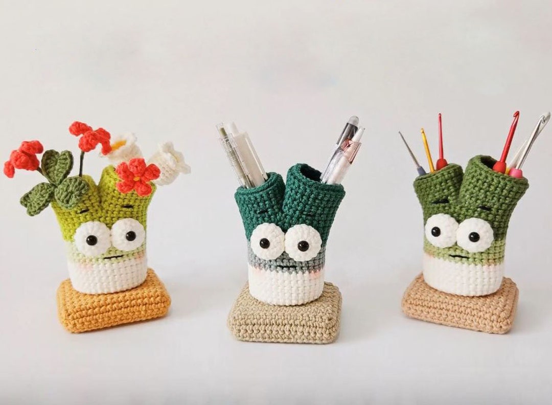 DIY Crochet Pattern: Green Onions Storage Box Step-by-step Instructions ...