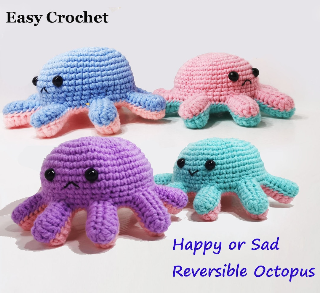 Double-sided Reversible Mood Octopus Crochet Pattern: Happy or Sad Mood ...