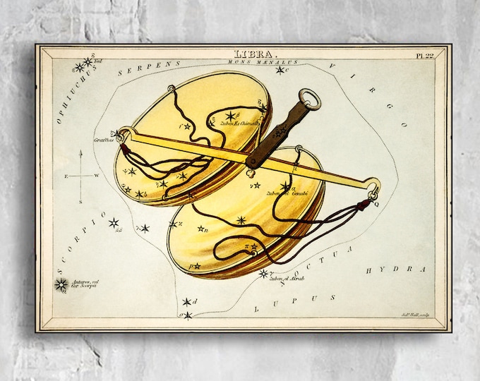 Zodiac Sign Map Libra Poster Zodiac Star Map Art Unique Gift for ...
