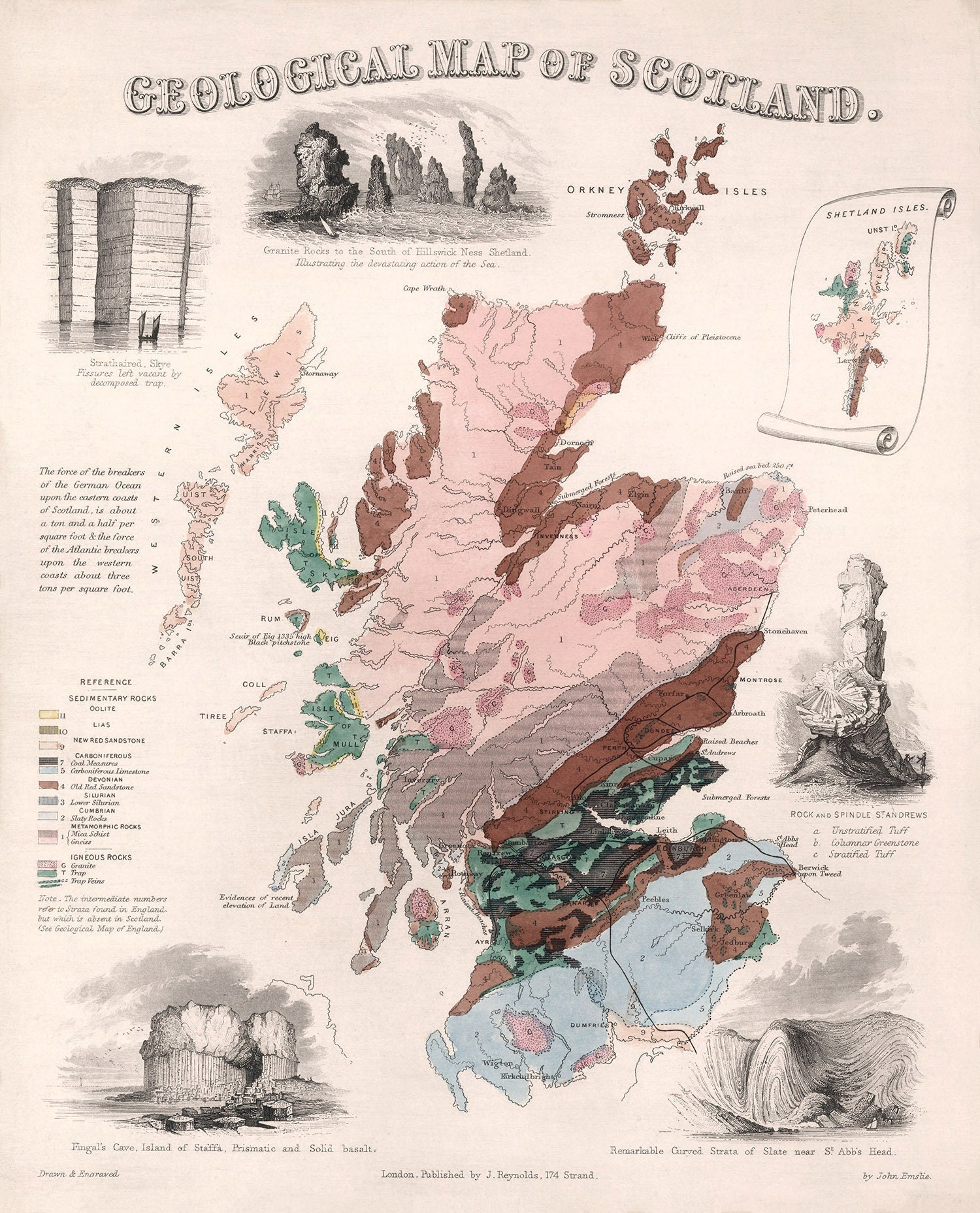 1850 Scotland Map Vintage Geological Map of Scotland Scotland Poster ...