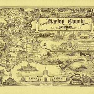 1975 Marion County Map - State of Oregon Map - Salem Map Print ...