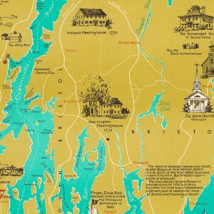 1968 Maine Coast Map - Maine Poster Print - Pictorial Maine Map - Maine ...