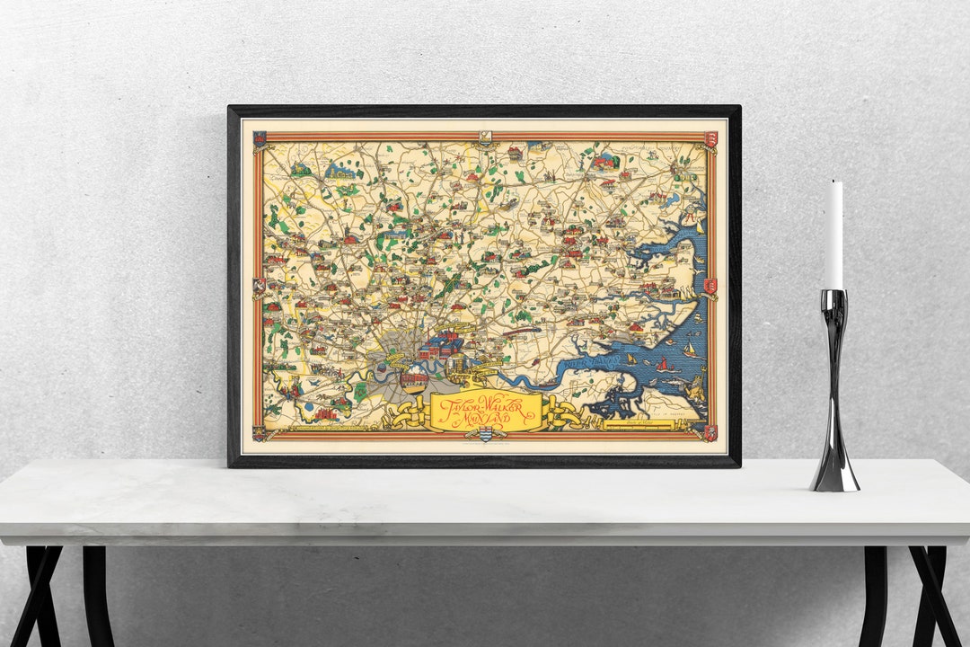 1950 Vintage London Map Poster - London Country Map - Pictorial Map ...