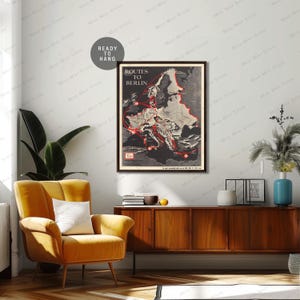1943 Framed World War 2 Map - Framed WW2 Poster - Routes to Berlin ...
