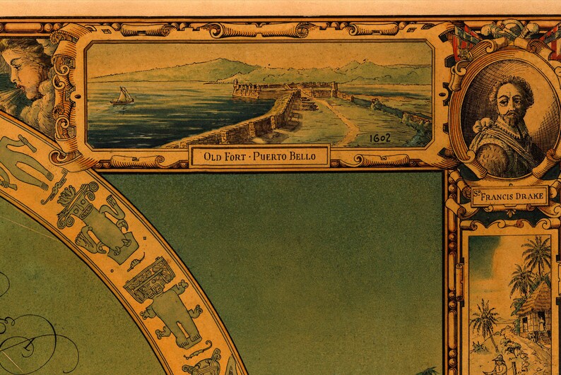 1930 Panama Map Art: Vintage Pictorial Canal Zone Print - Etsy