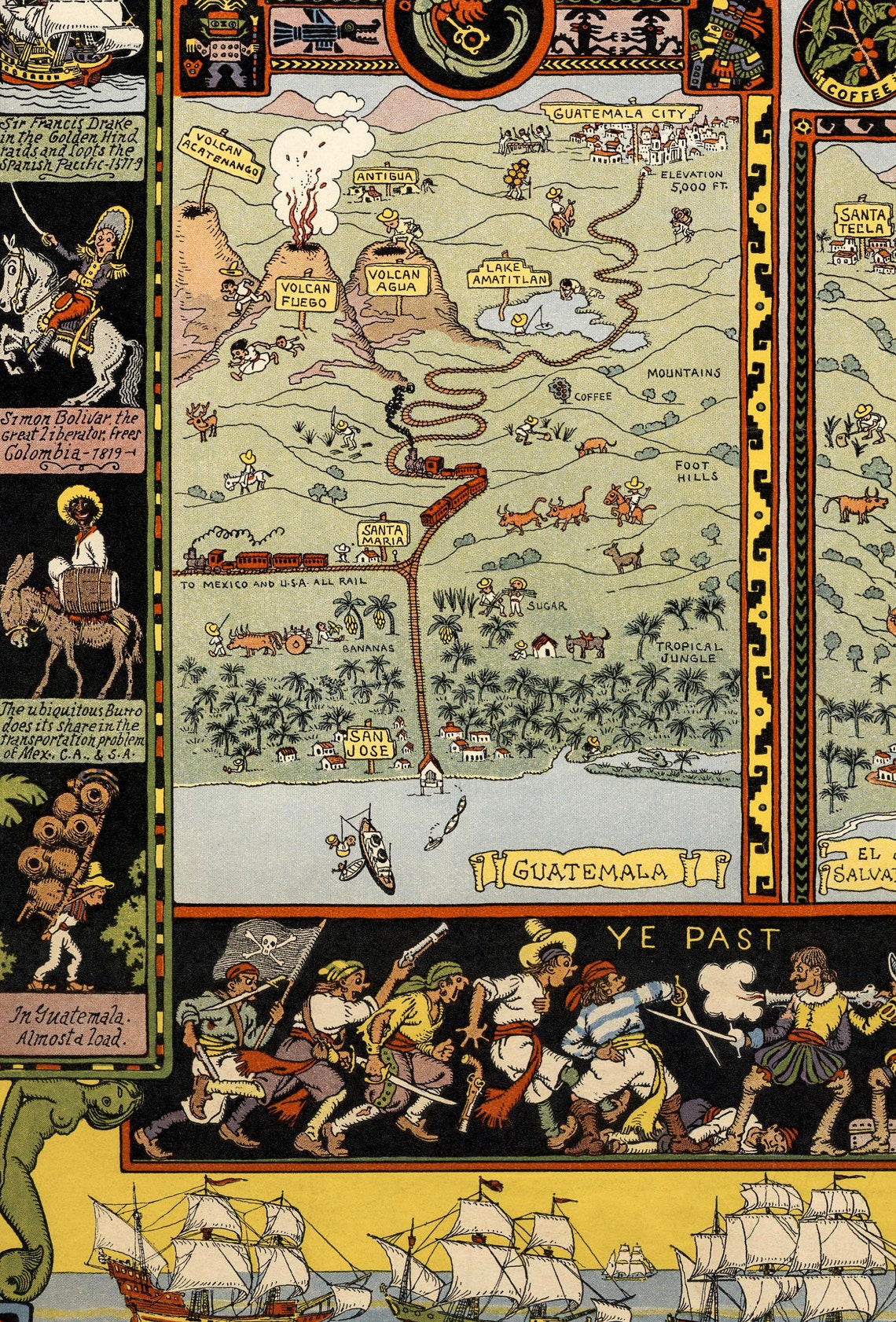 1933 South America Map Jo Mora Map Print South America | Etsy