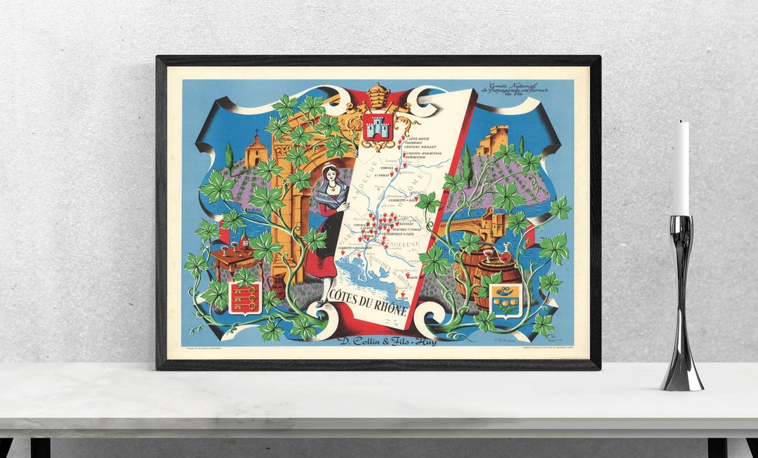 Vintage 1950 Alsace Loire Valley Map: Art Deco Vineyard Poster - Etsy